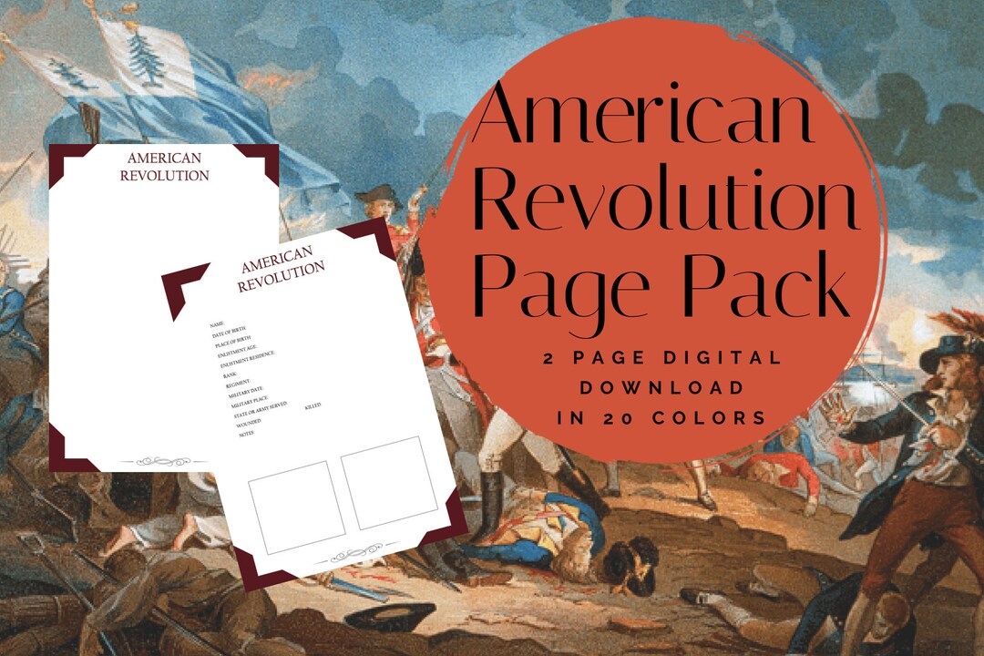 American Revolution Page Pack - Printable (digital Download) Family ...