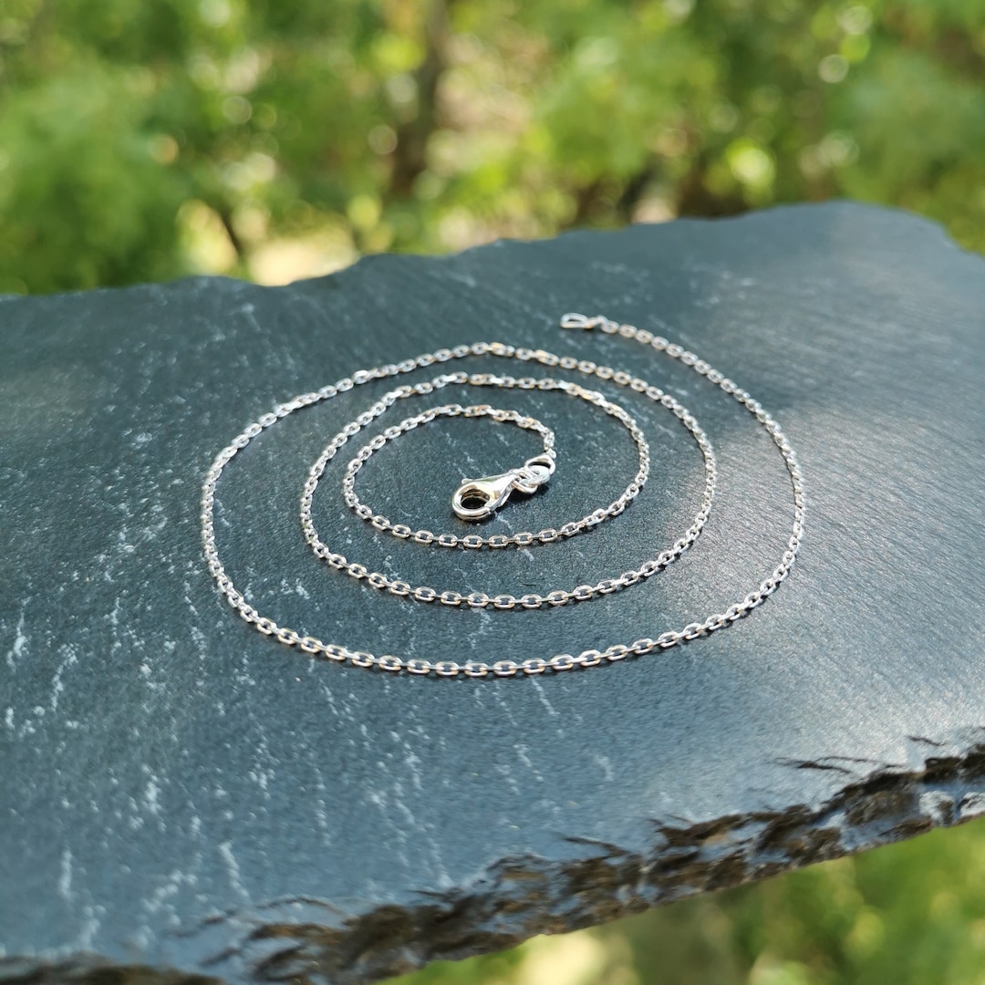 Solid Silver Chain 925 Curb Link Length 38 Cm 40 Cm 42 Cm 45 Cm 50 Cm ...