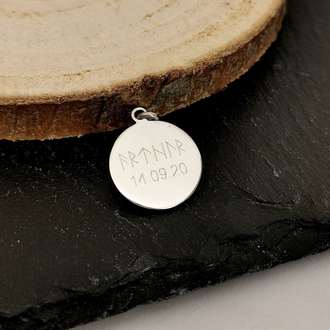 Viking Runes Medal Customizable Symbol in 925 Silver Engraving First ...