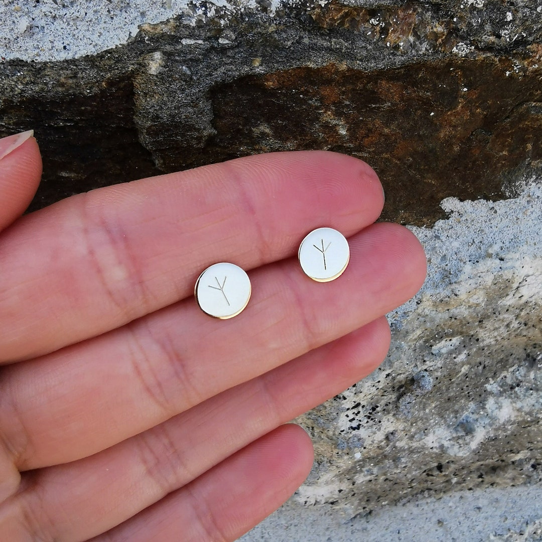 Customizable Gold-plated Viking Rune Engraving Earrings - Etsy