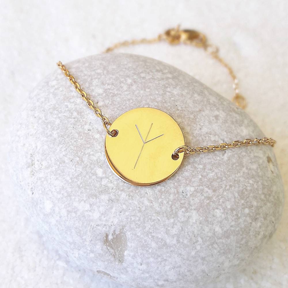 Personalized Viking Rune Bracelet, 18K Gold Plated – Futhark Alphabet ...