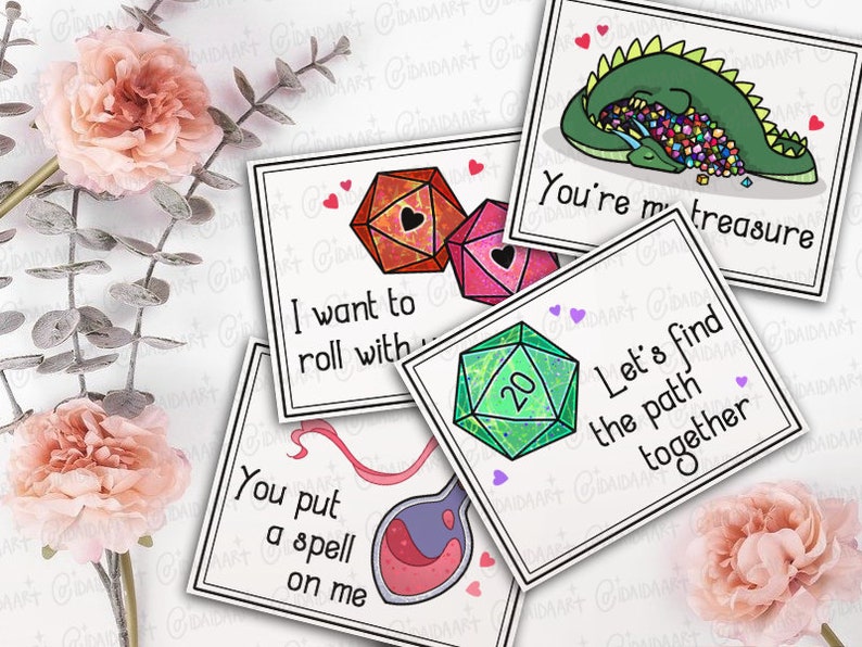Printable DND Valentines Cards, TTRPG Love Cards, Valentine Gift Ideas ...