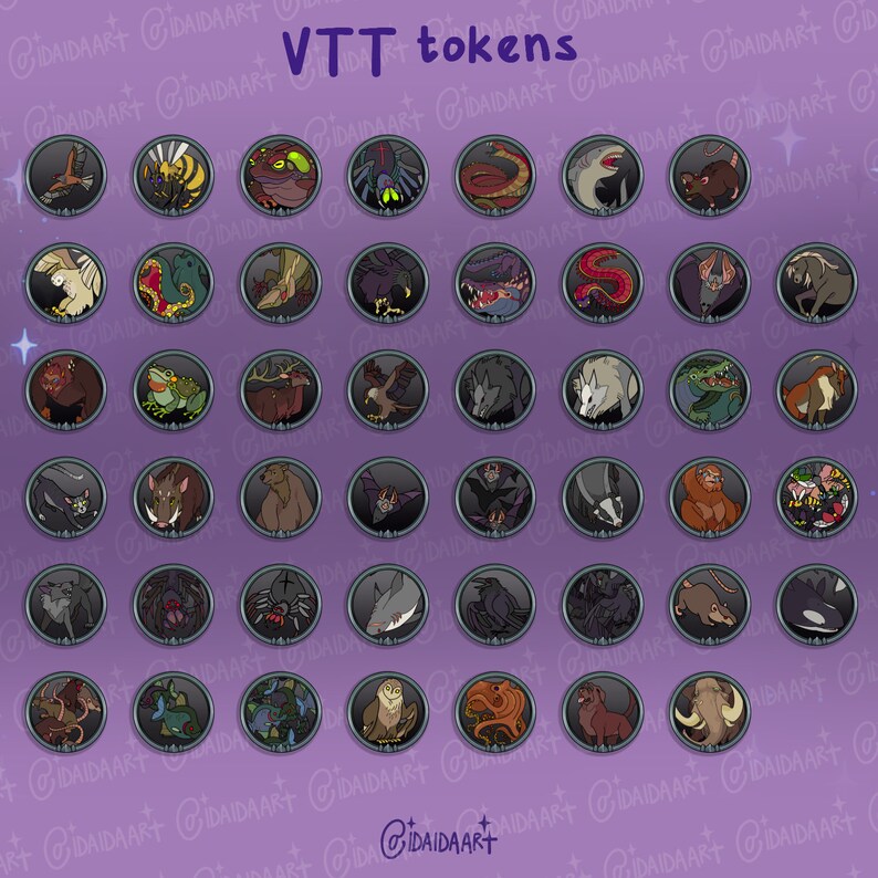 VTT BEAST TOKENS, Dungeons and Dragons Minis, Digital Ttrpg Miniatures ...