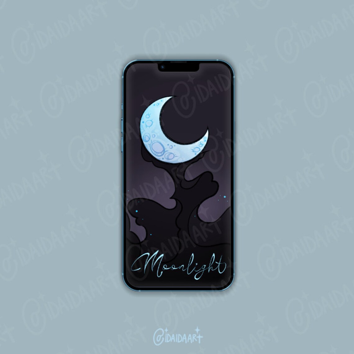 Enchanted Moon and Stars iPhone Wallpaper Pattern, Aesthetic Phone ...