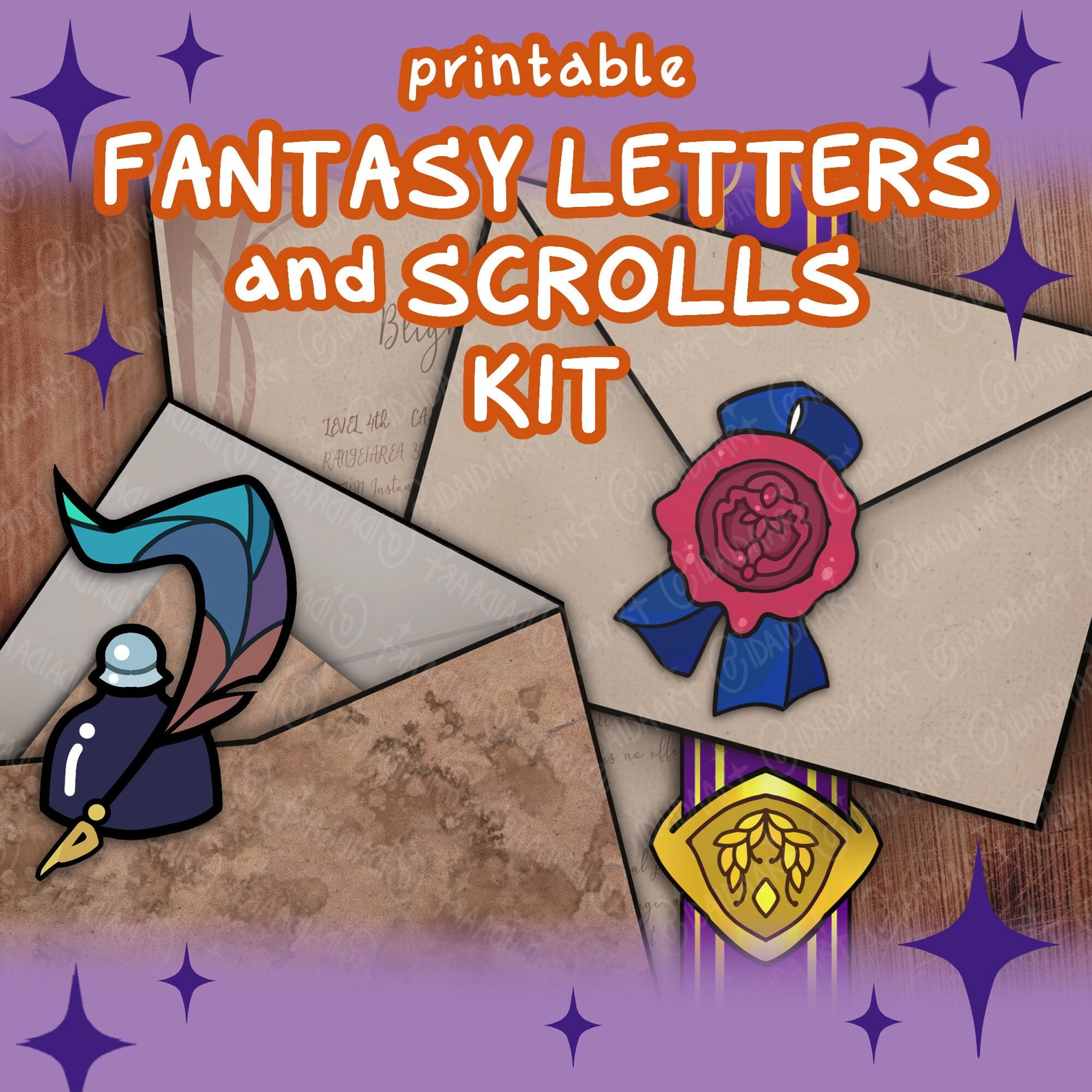 FANTASY LETTERS and SCROLLS Kit Dnd Printable Dungeons and - Etsy