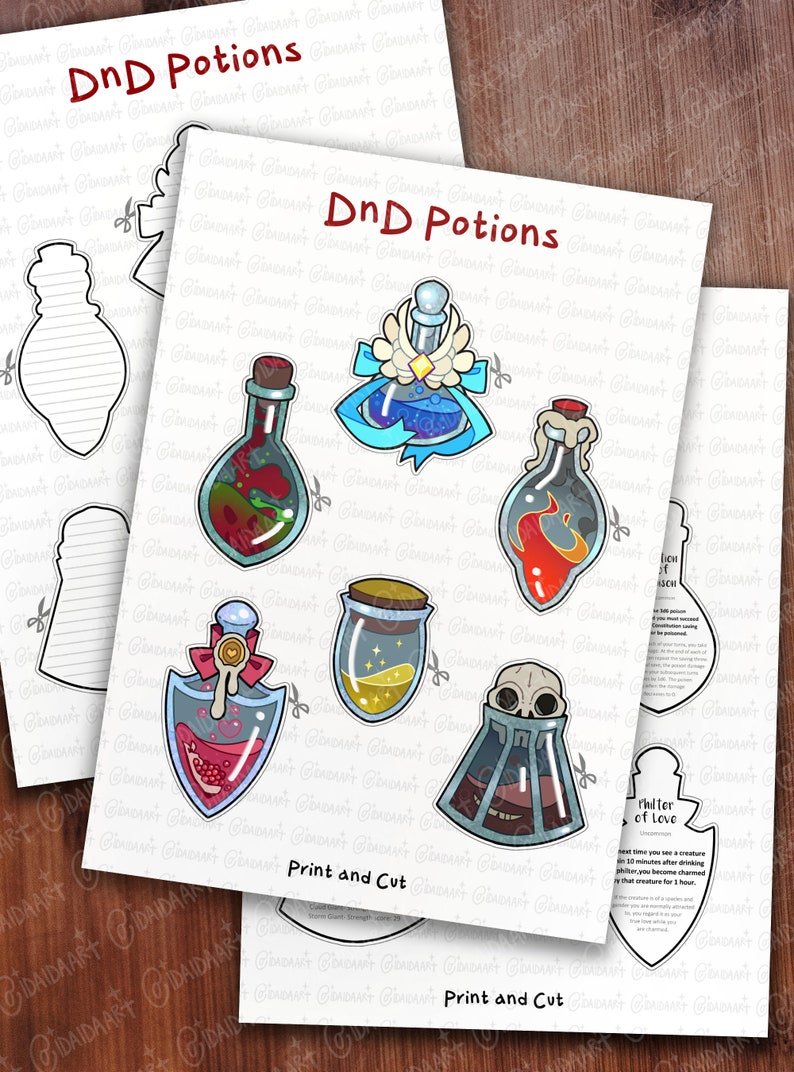 Dnd Printable Potions Dungeons and Dragons Dnd Handout Dnd - Etsy