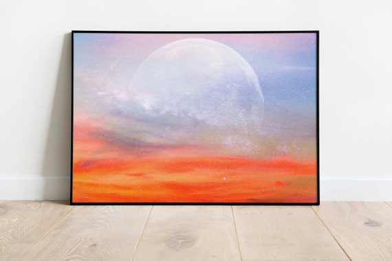 Wall Art Poster Red Sky Moon Art Office Art Motivational - Etsy