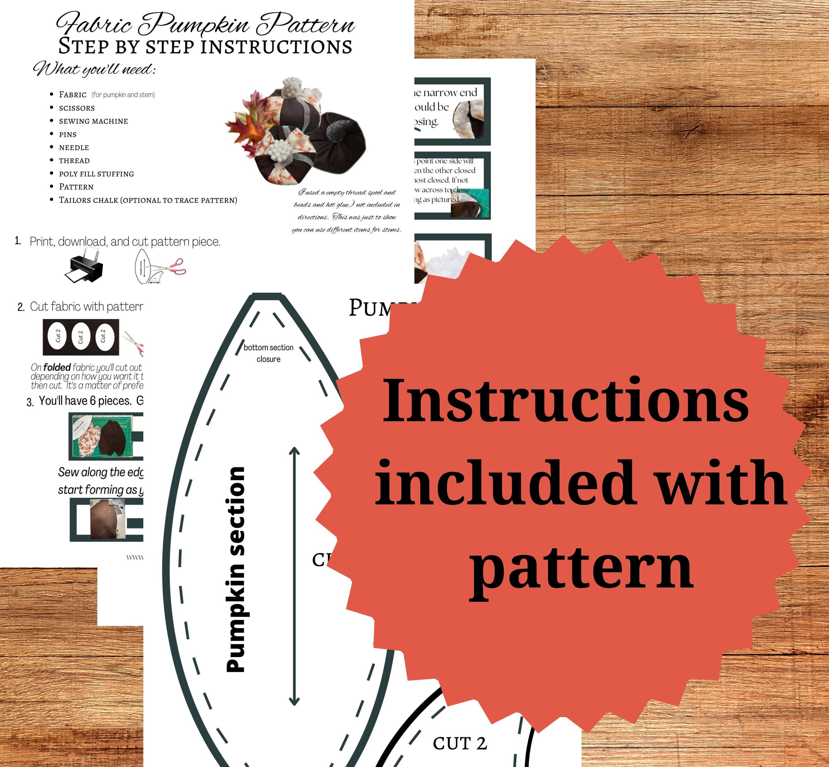 Pumpkin PDF Sewing Pattern, Pumpkin Sewing Pattern, Digital Fall Sewing ...