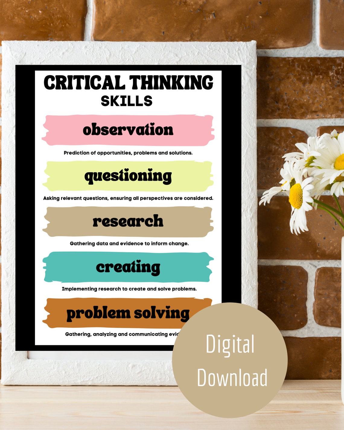 Critical Thinking Skills Printable, Wall Art, Digital Download - Etsy