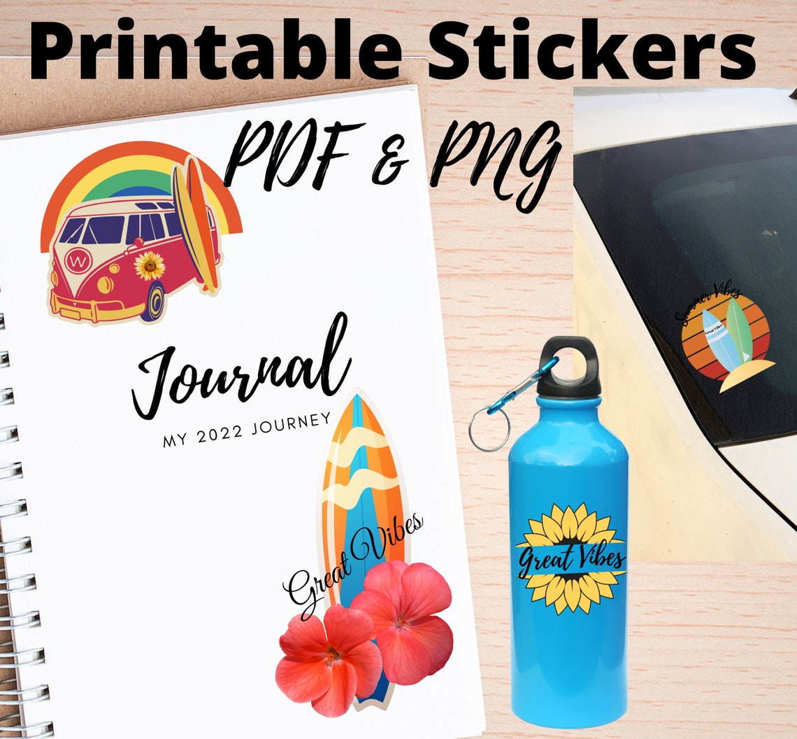 Printable Great Vibes Stickers, Summer Vibe Stickers, PDF Stickers ...