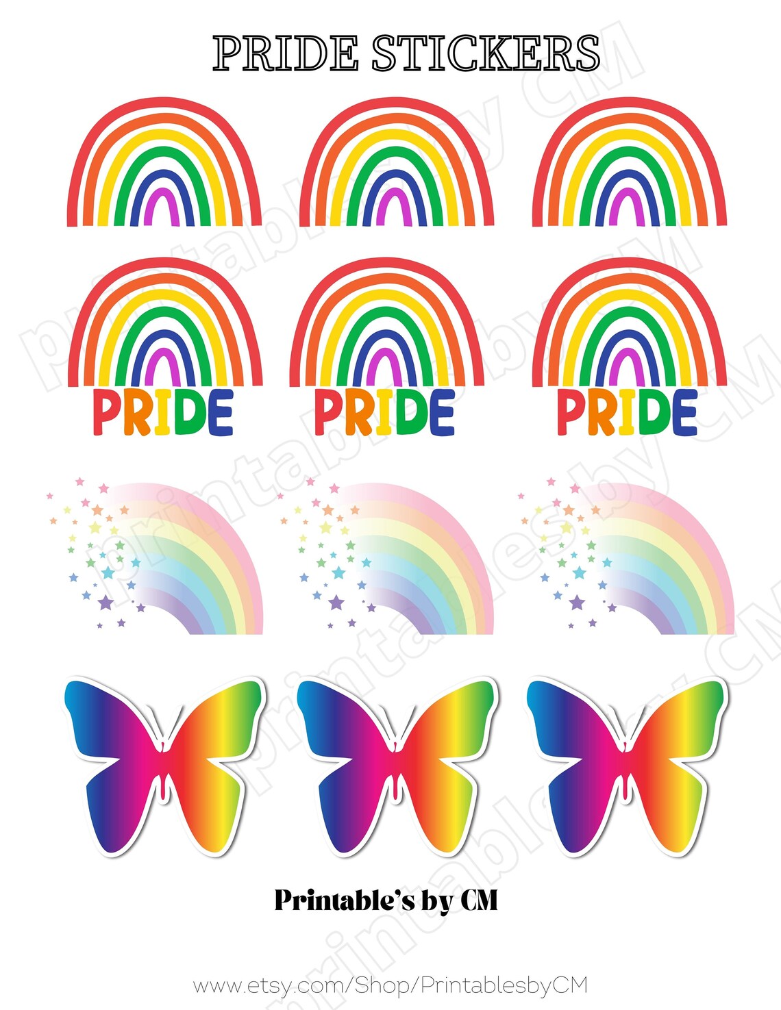 Pride Rainbow Printable Sticker Sheets, LGBTQ Stickers , Printable ...