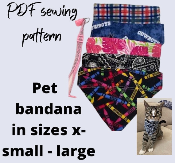 PDF Pattern Pet Bandana Sewing Pattern Over the Collar Cat - Etsy