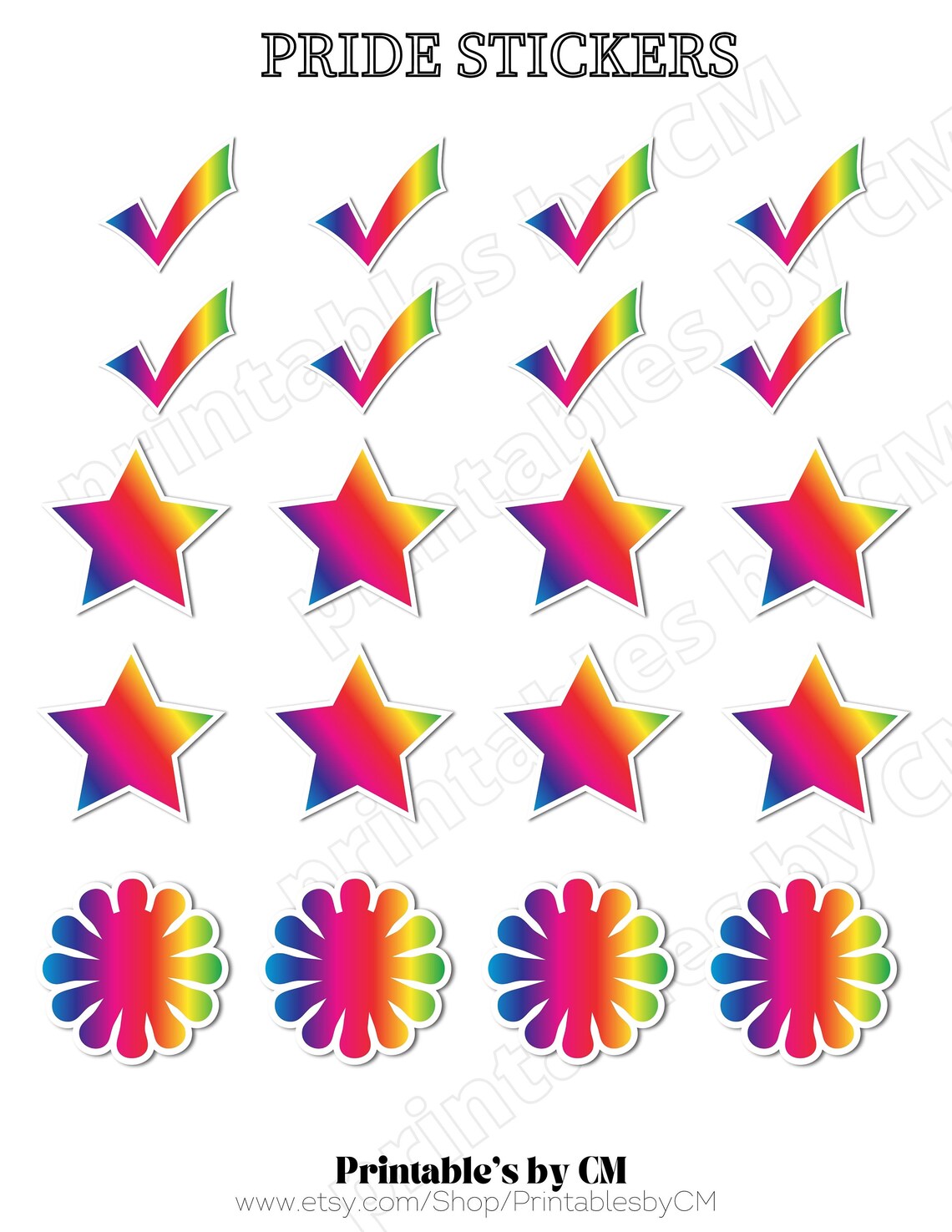 Pride Rainbow Printable Sticker Sheets, LGBTQ Stickers , Printable ...