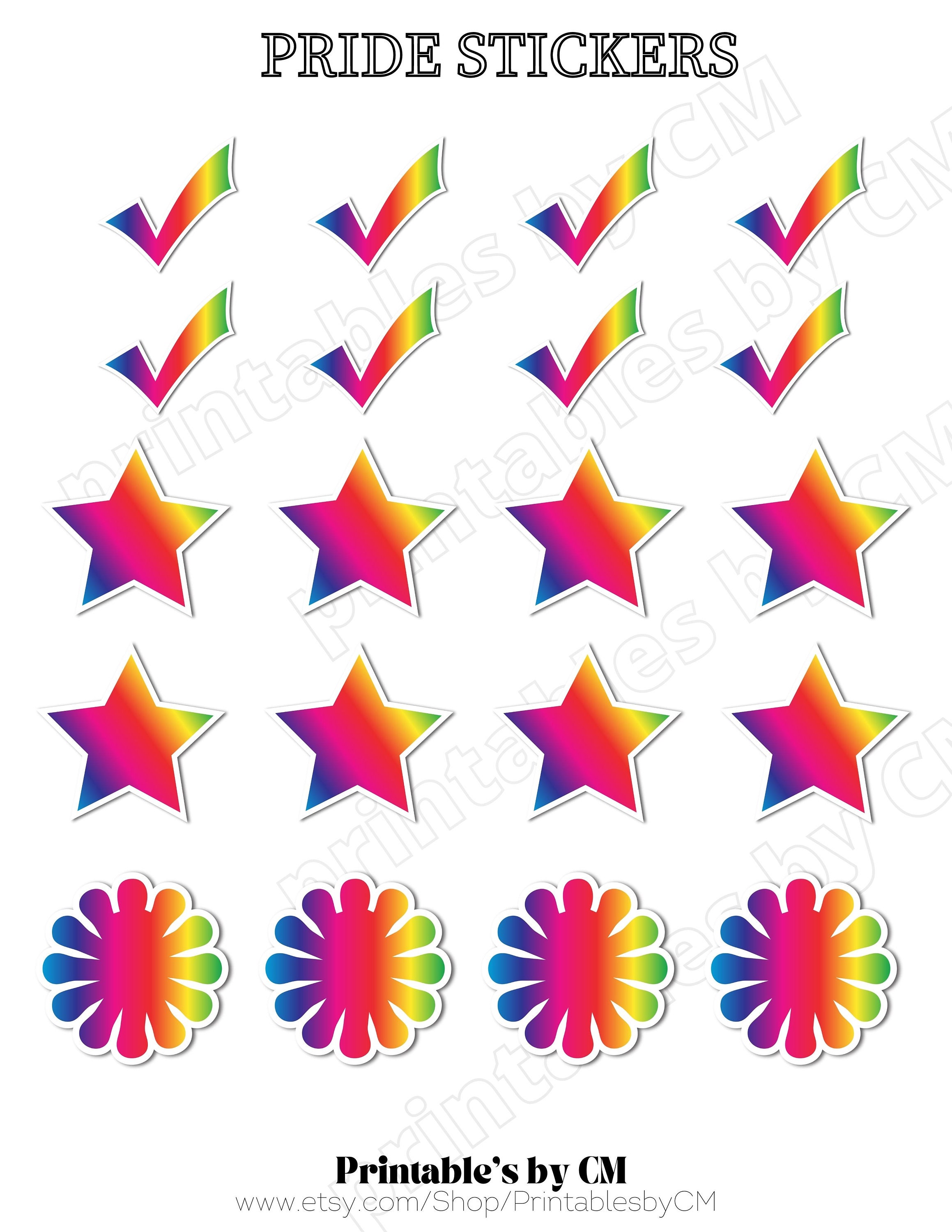 Pride Rainbow Printable Sticker Sheets, LGBTQ Stickers , Printable ...