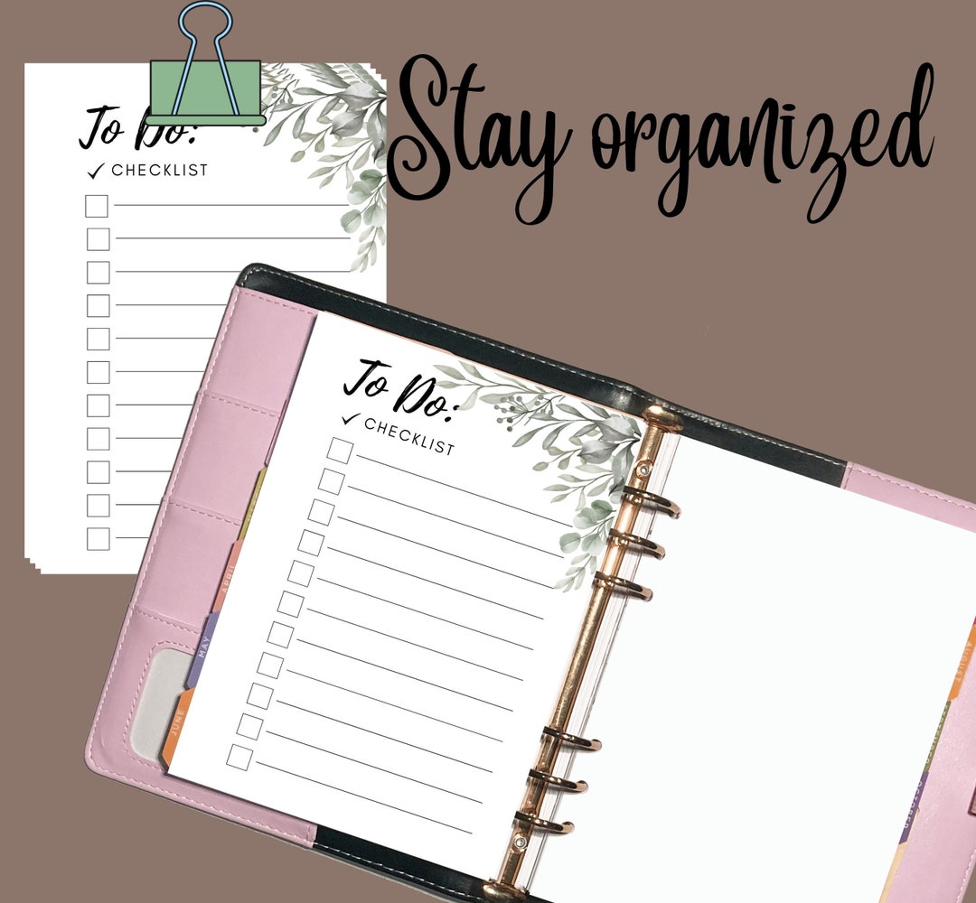 Printable Checklist, A5 to Do Checklist, Planner Inserts, to Do Lists ...