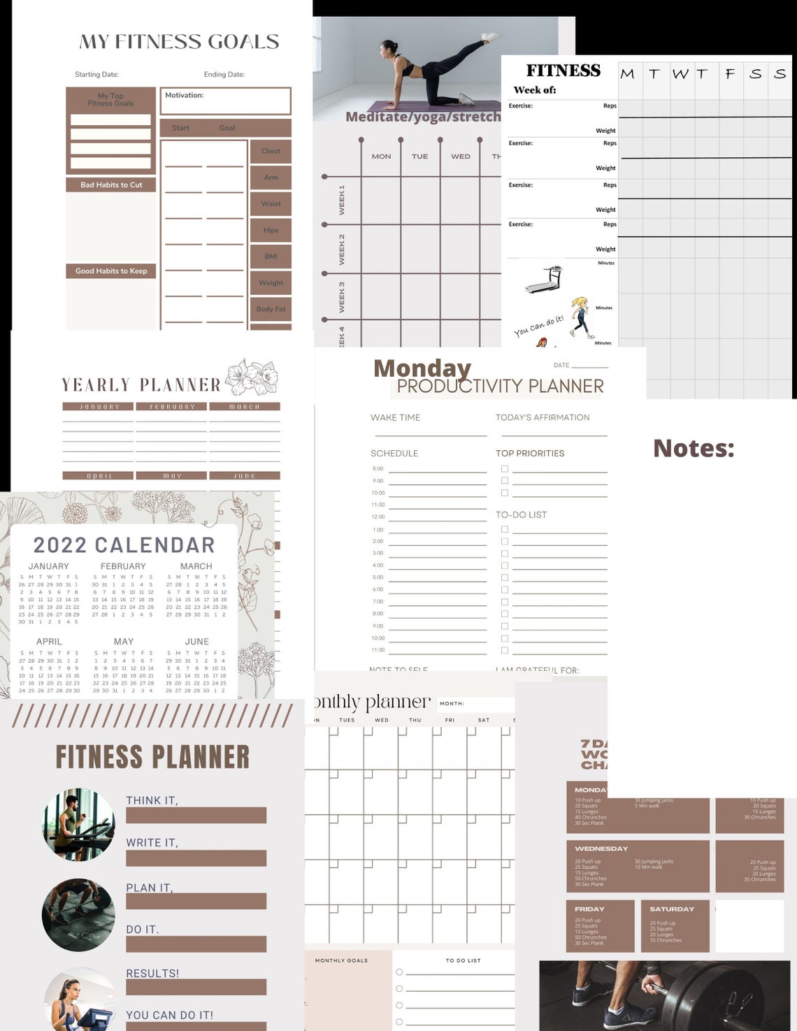 Printable Fitness Planner Workout Planner Daily Scheduler - Etsy
