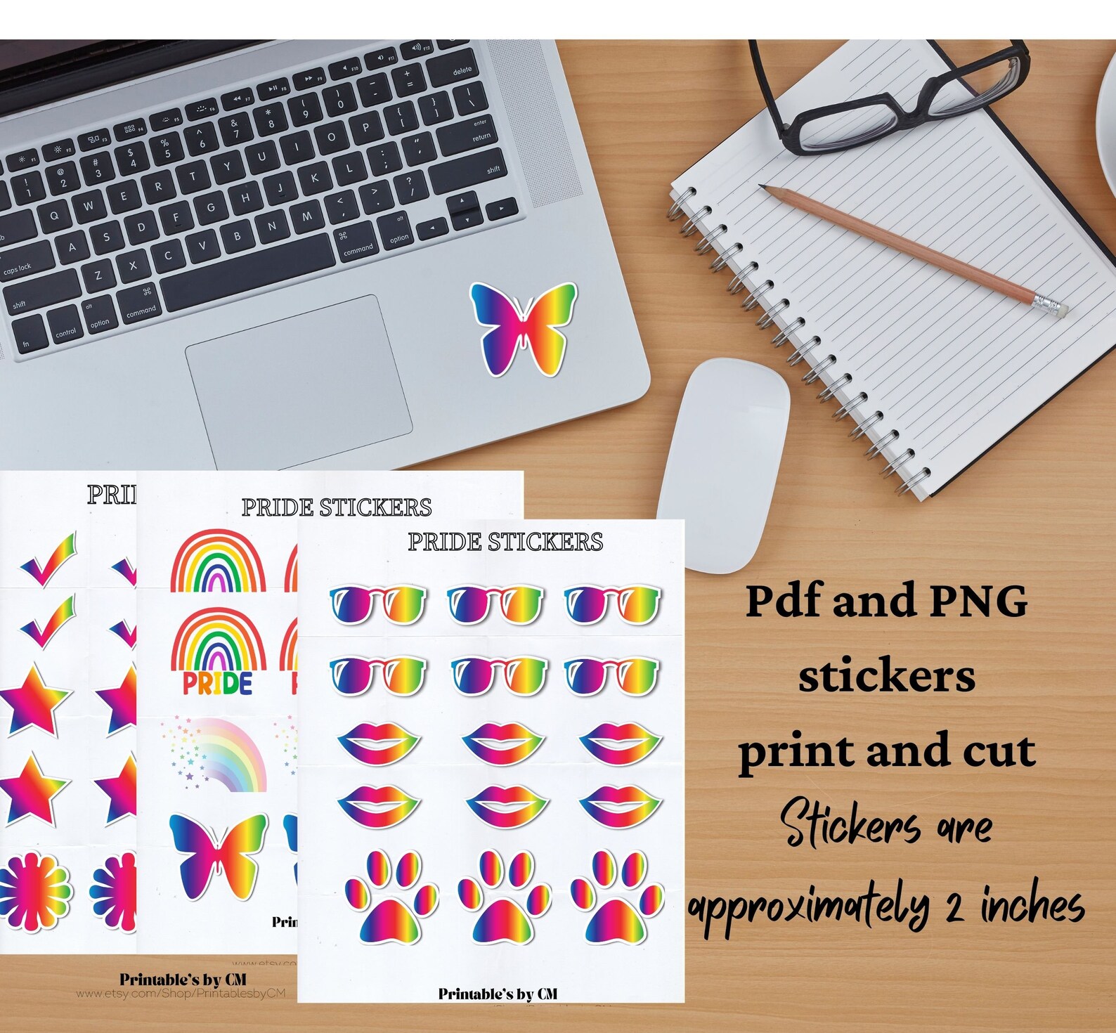 Pride Rainbow Printable Sticker Sheets, LGBTQ Stickers , Printable ...