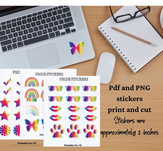 Pride Rainbow Printable Sticker Sheets LGBTQ Stickers | Etsy