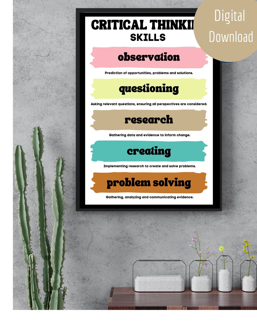 Critical Thinking Skills Printable, Wall Art, Digital Download - Etsy