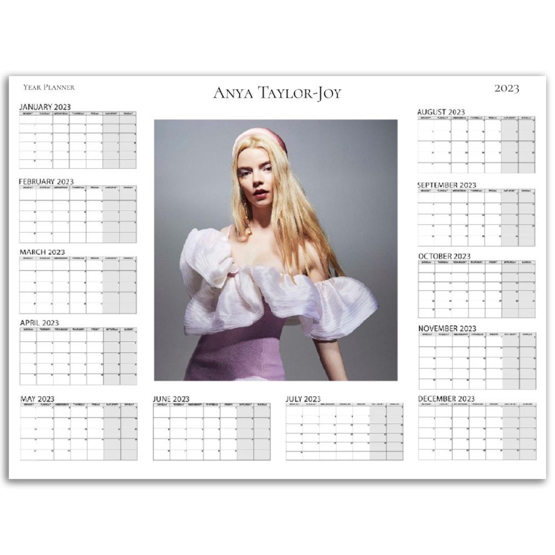 Anya Taylor-joy Yearly Planner Calendar 2023/24 Personalised Large ...