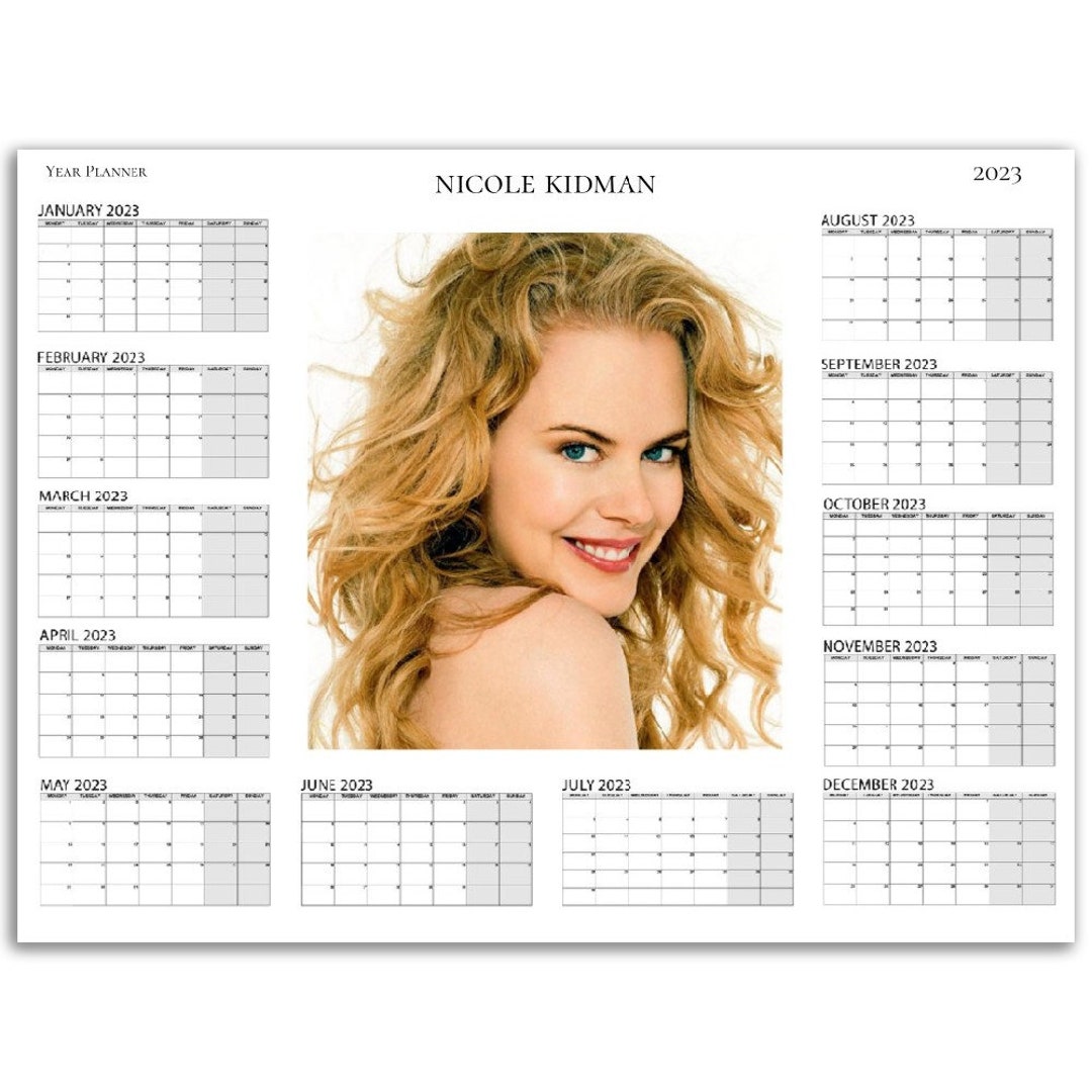 Nicole Kidman Yearly Planner Calendar 2023/24 Personalised Large Sizes ...