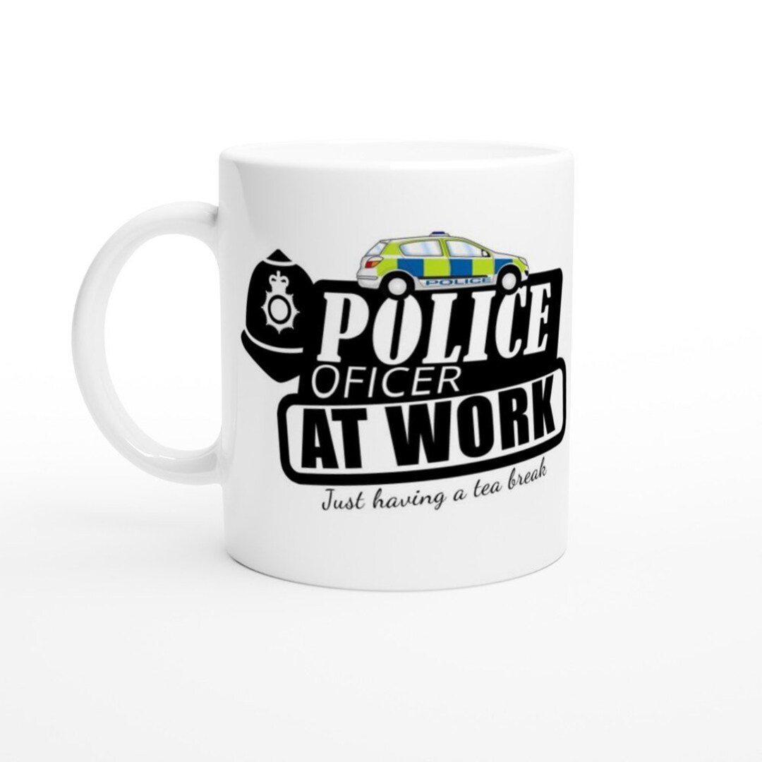 Police Officer at Work, Just Having a Tea Break Personalised With Your ...