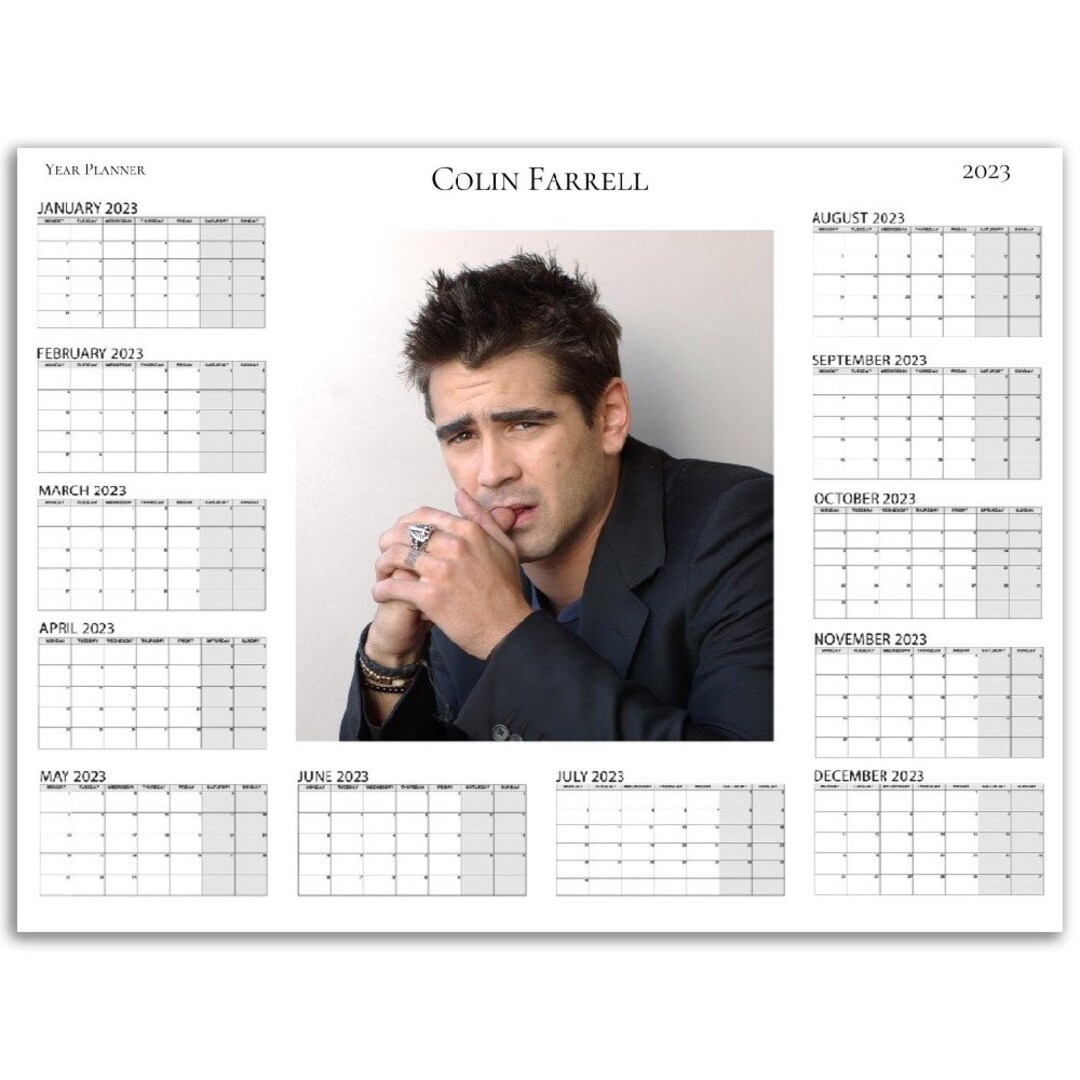 Colin Farrell Yearly Planner Calendar 2023/24 Personalised Large Sizes ...