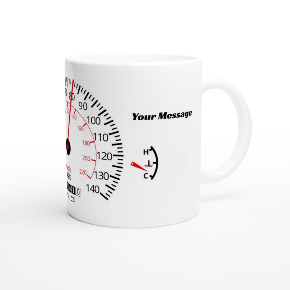 80th Birthday Speedometer Personalised White 11oz Mug - Etsy