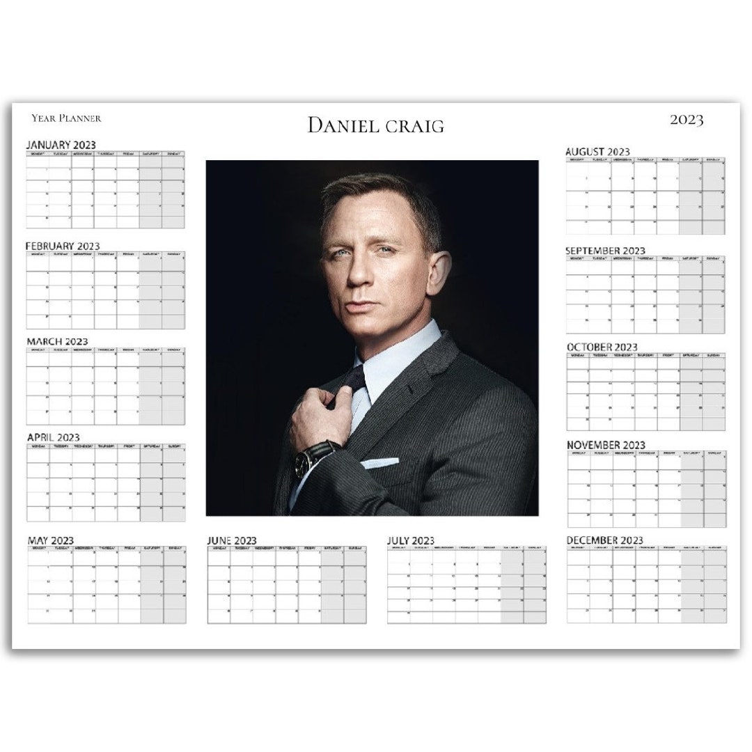 Daniel Craig Yearly Planner Calendar 2023/24 Personalised Large Sizes ...