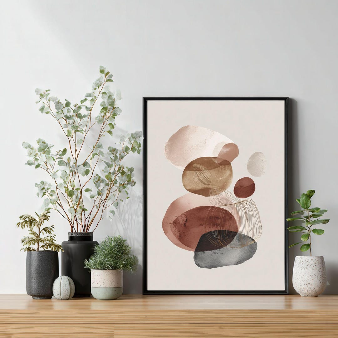Soft Abstract | Earth Tone Art | Calm Modern Decor | Rust Shape Print ...