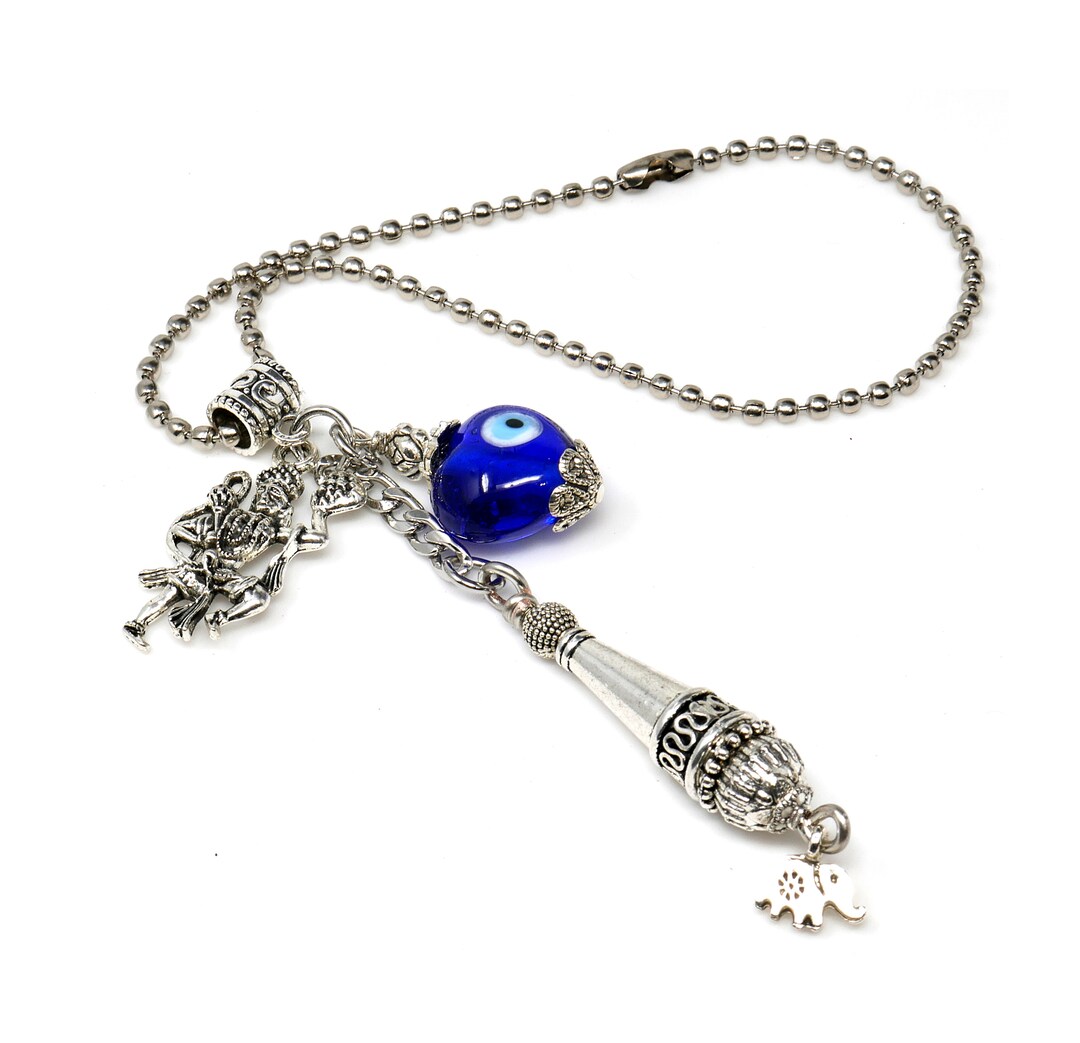 Lord Hanuman Ji and Gada Charm & Evil Eye Protection Hanging for Home ...