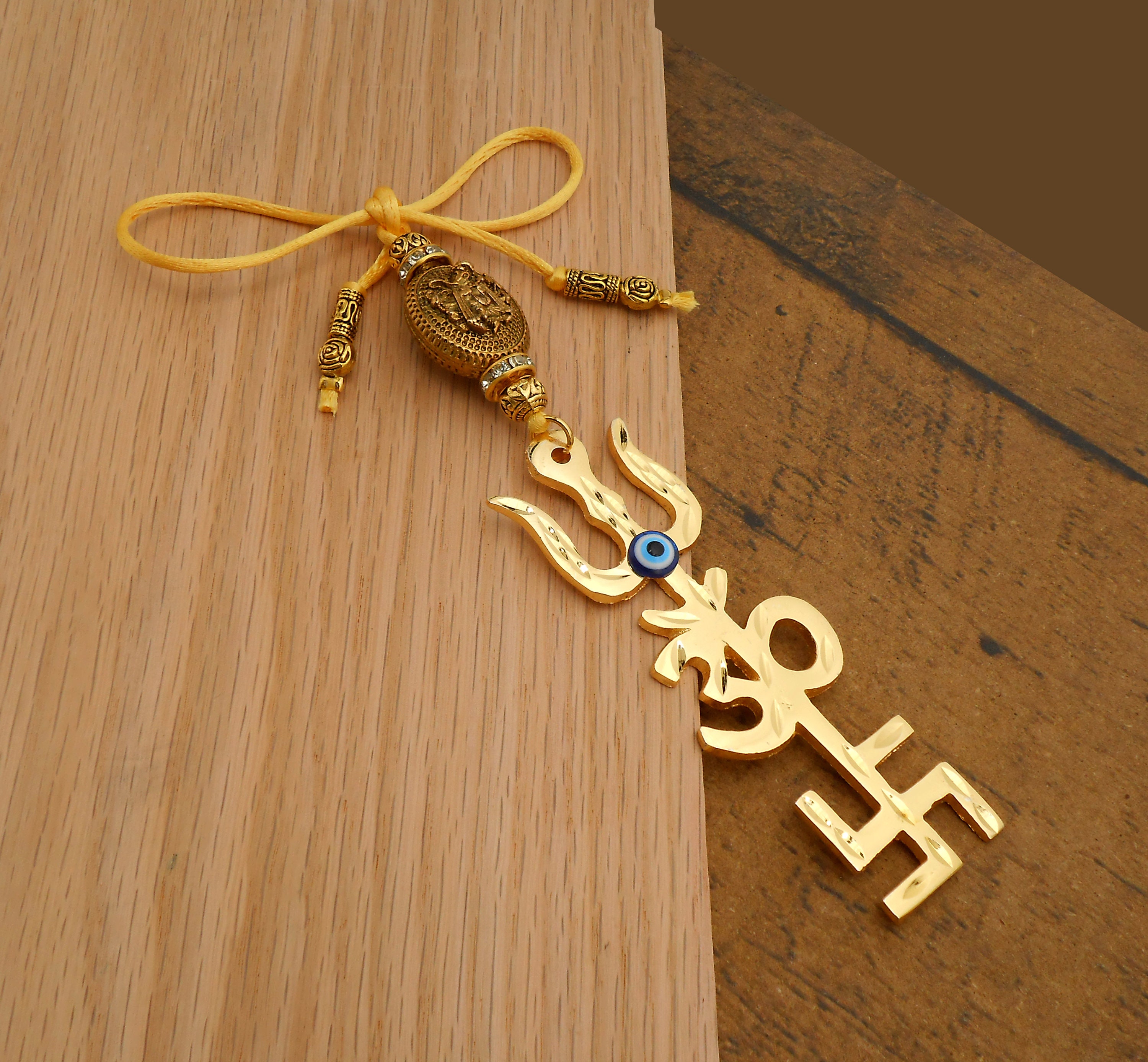 Trishakti Yantra Trishul OM Swastik Ganesha Golden - Etsy
