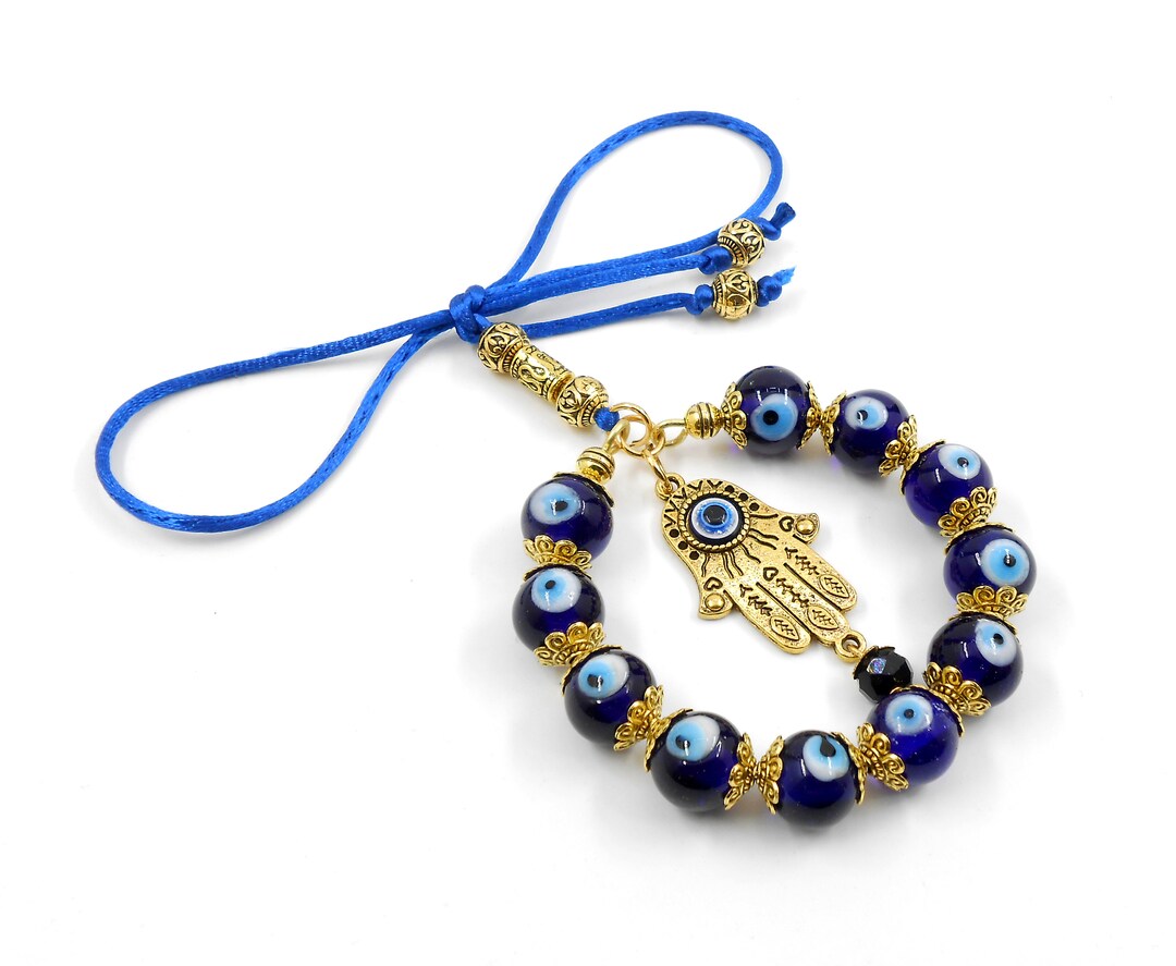 Hamsa Hand Evil Eye Protection Antique Gold Plated Car Rearview Mirror ...