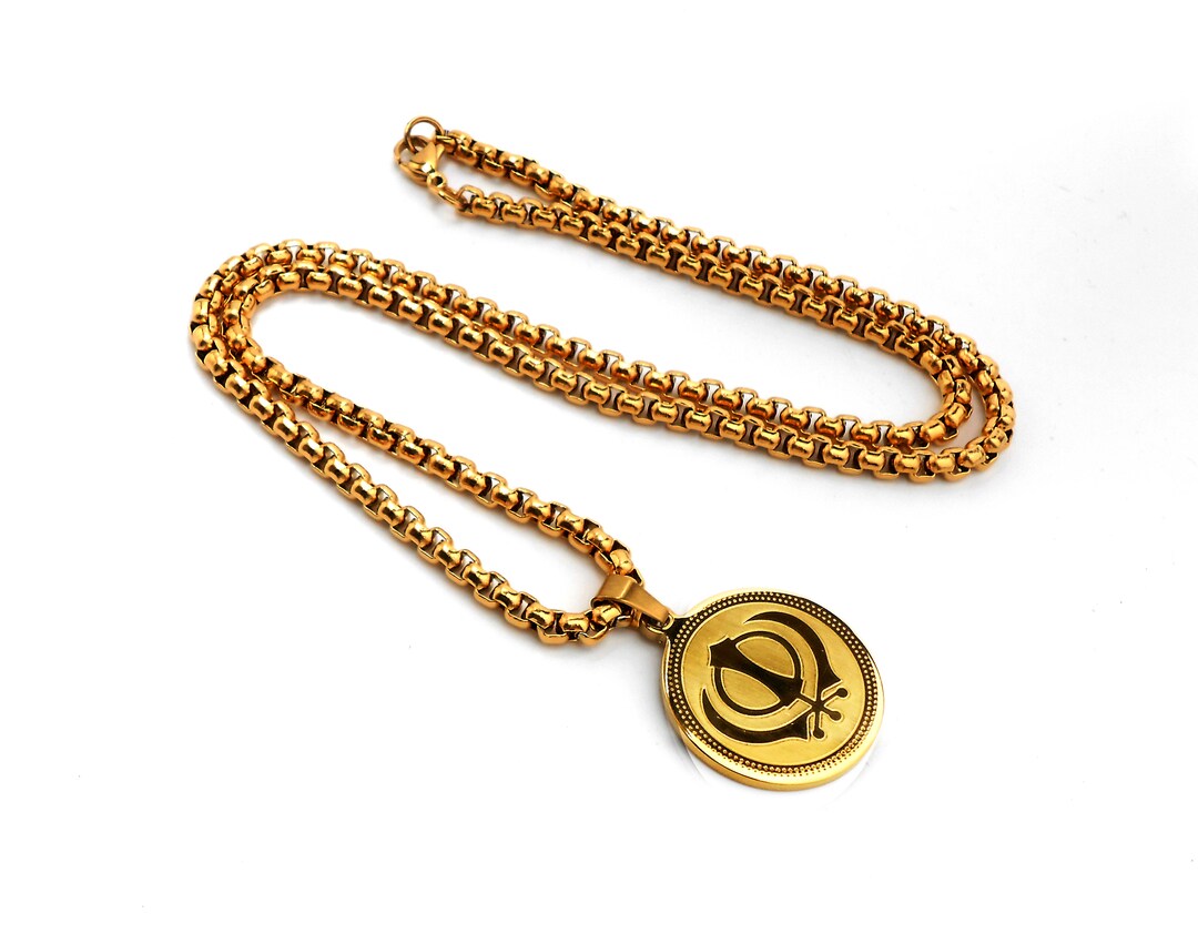 Khanda Sikh Khalsa Khanda Sahib 22k Gold Plated Khanda & Chain ...