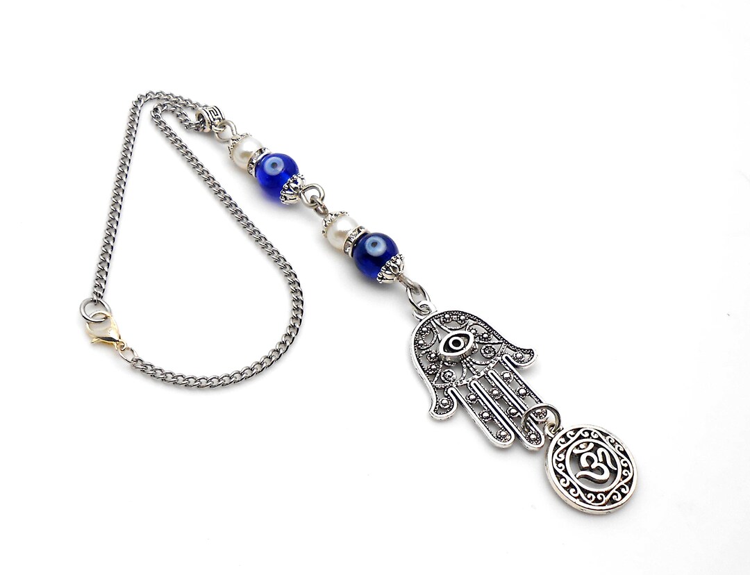 Evil Eye, Hamsa Hand & OM Pendant Evil Eye Protection Car Rear View ...