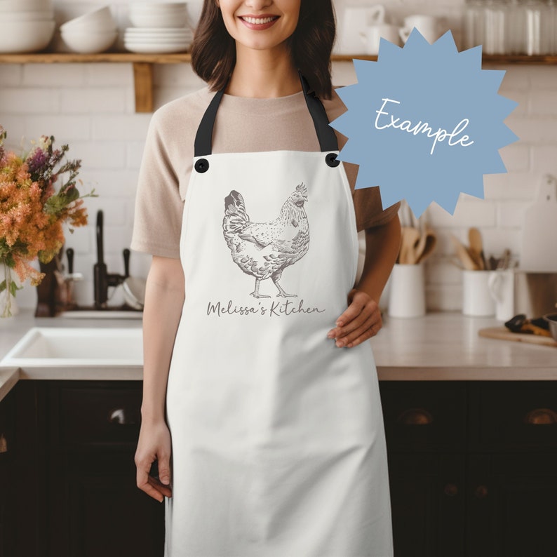 Personalized Chicken Apron, Custom Kitchen Apron, Farmhouse Kitchen ...