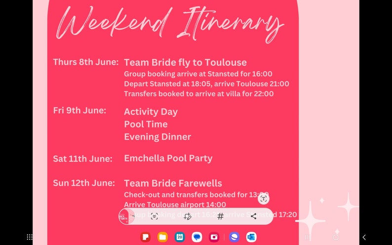 Hen Party Itinerary Template - Etsy