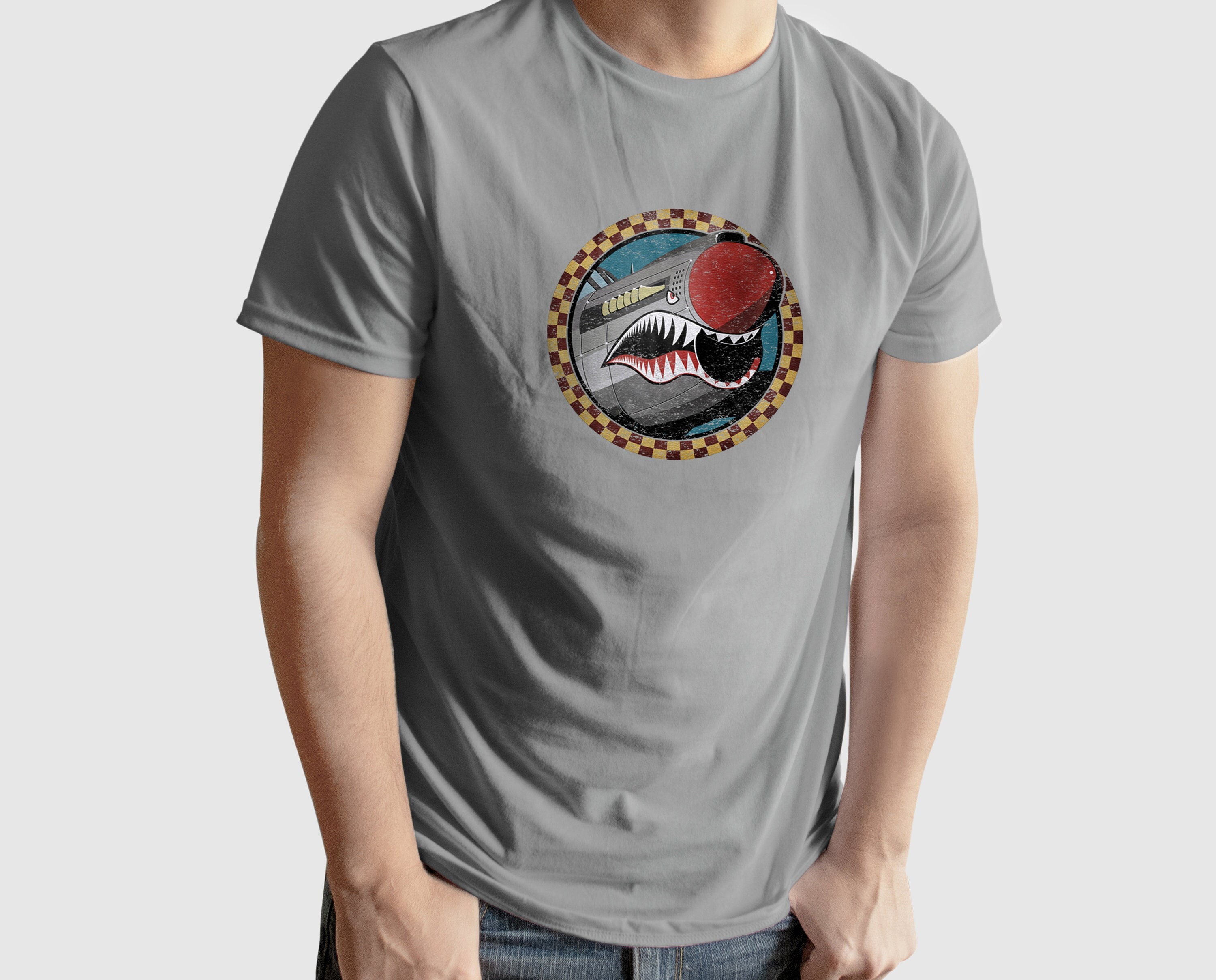 P-40 Warbird Distress Style, Shark Mouth, Warhawk / Tomahawk, Crew Neck ...