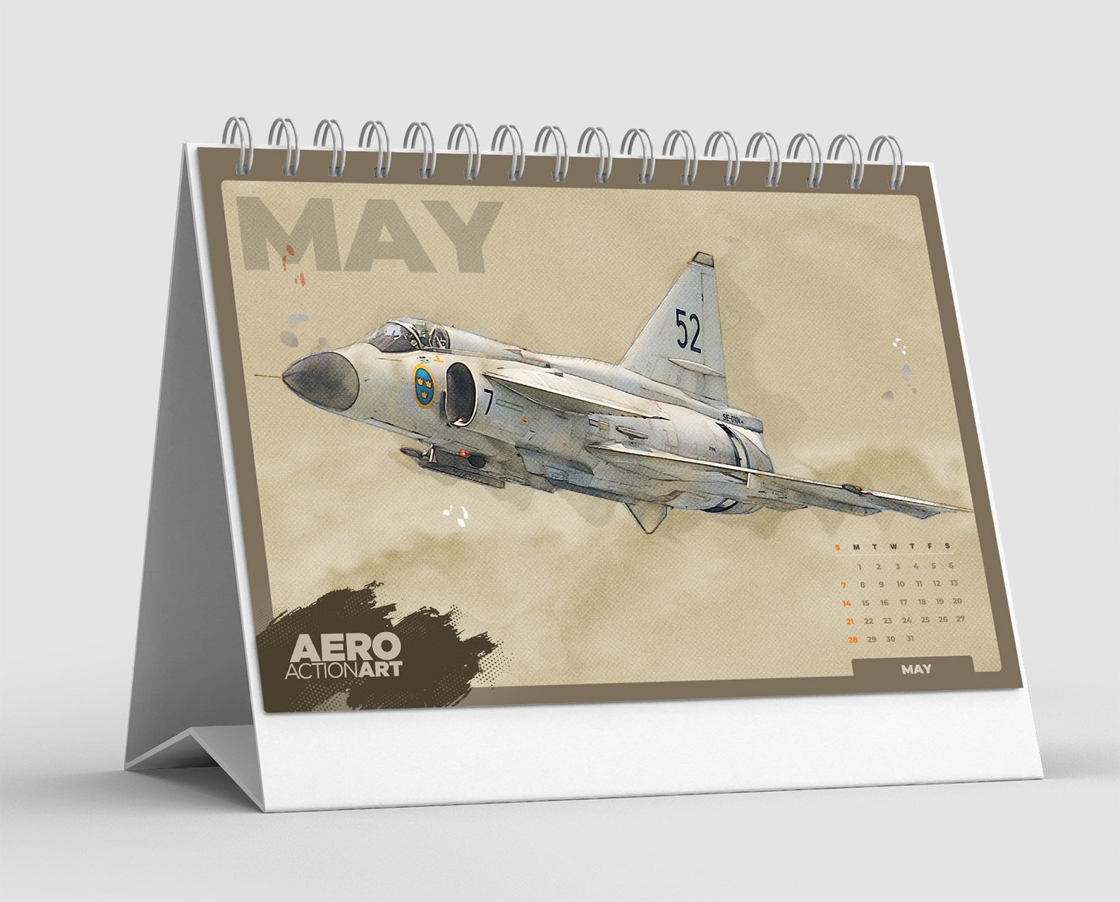 2026 Aviation Flip Desk Calendar - Mixed Art Style Illustrations of ...