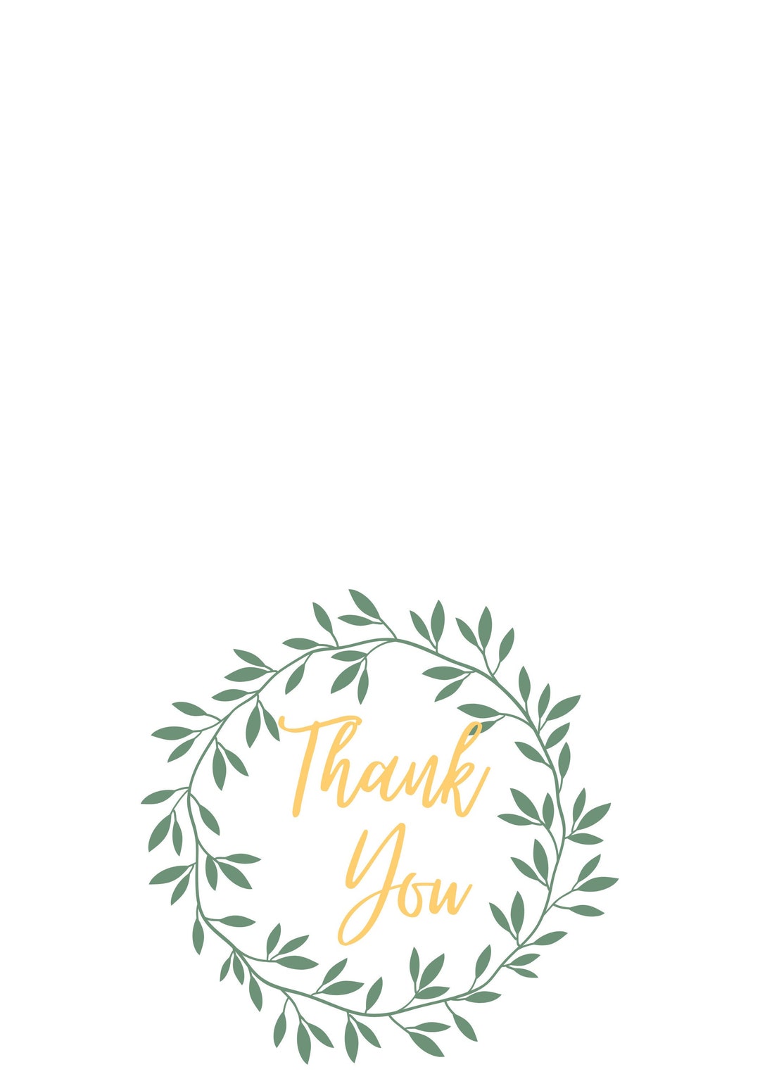 Printable Card | Thank You | Wreath | Floral | Leaves | Thank You Card ...