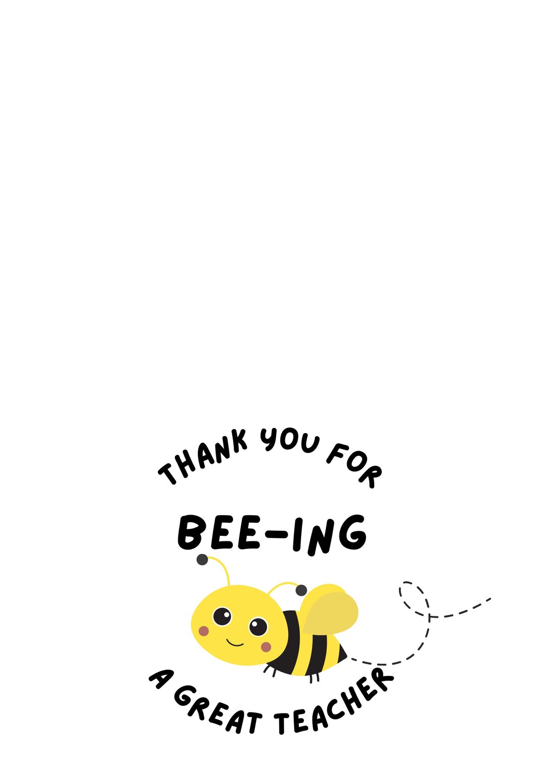 Printable Card | Thank You | Bee | Teacher | Teacher Appreciation ...