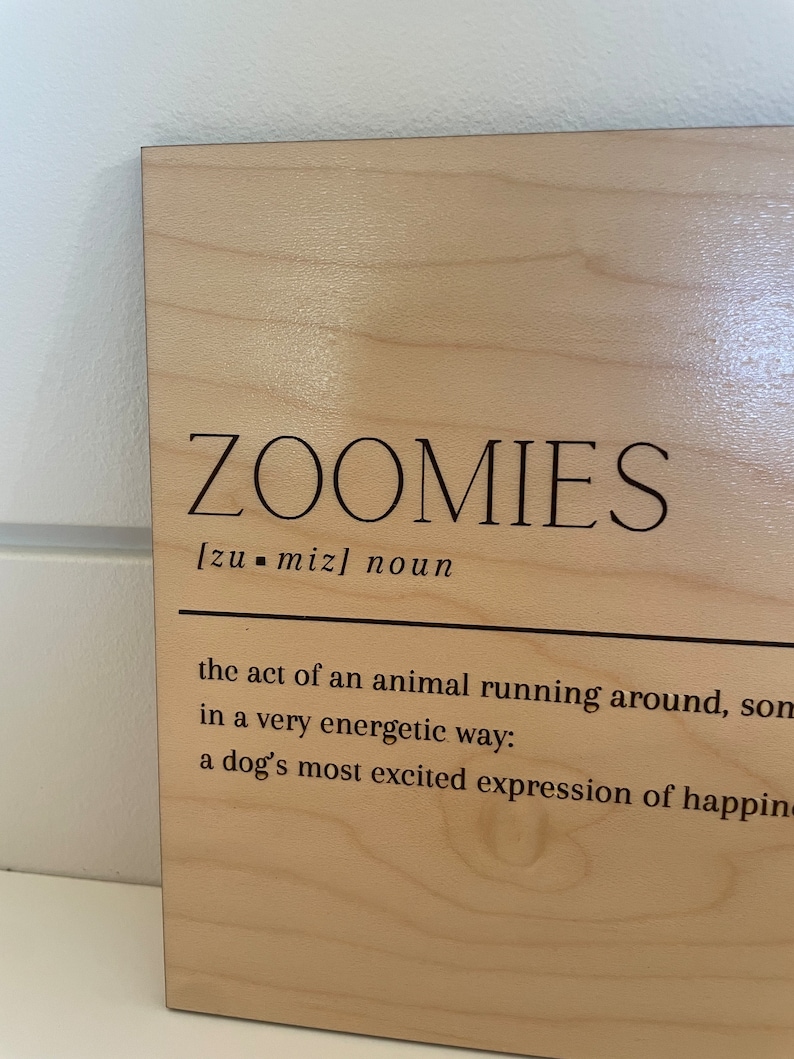Zoomies Defintion Sign Personalized Dog Decor, Wooden Dog Decor, Trendy ...