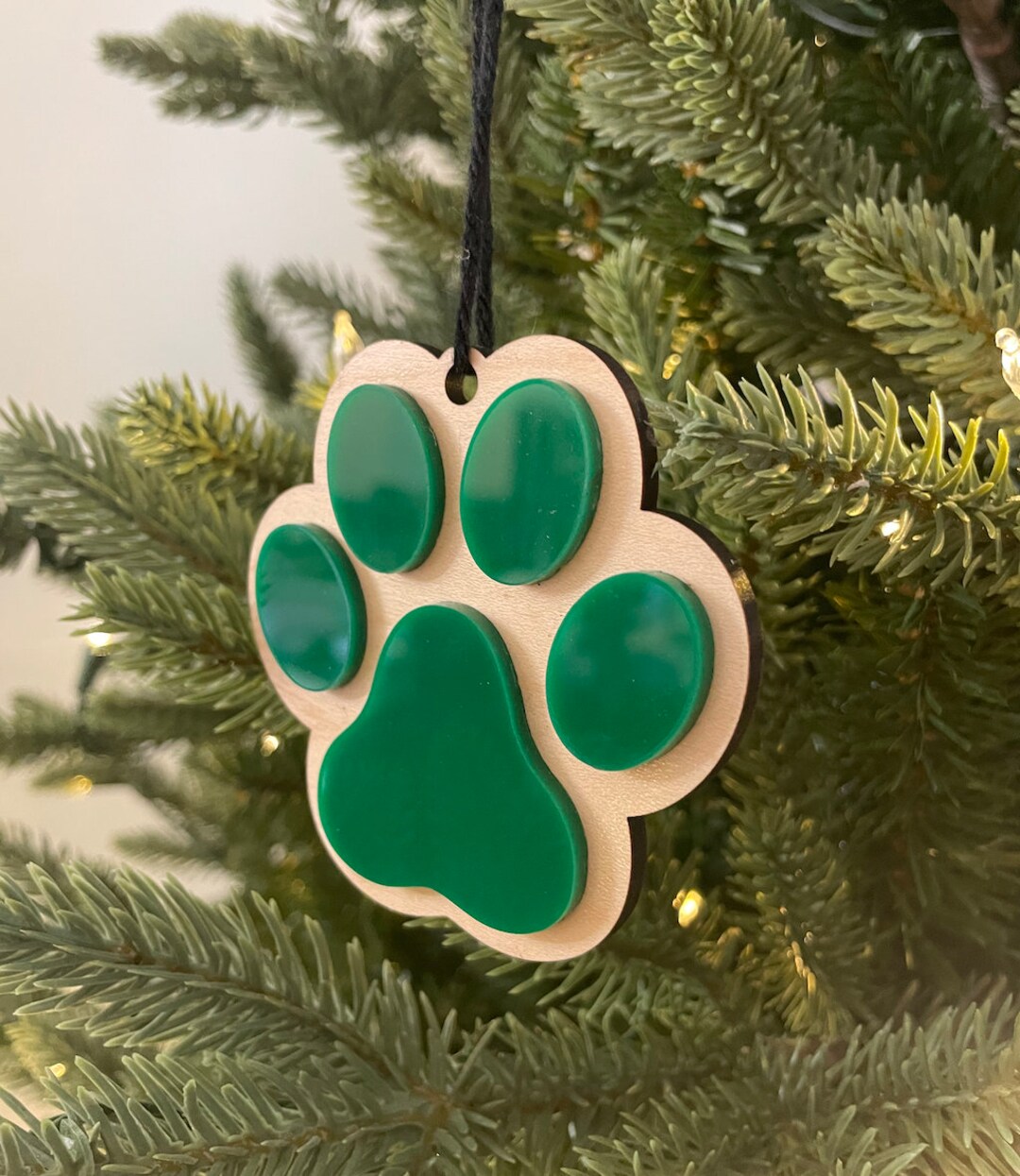 Dog Paw Print Ornament Green Acrylic Double-layered With - Etsy