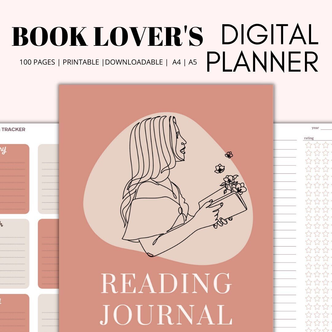 100 Pages Digital Printable Reading Journal, Reading Log, Reading Diary ...