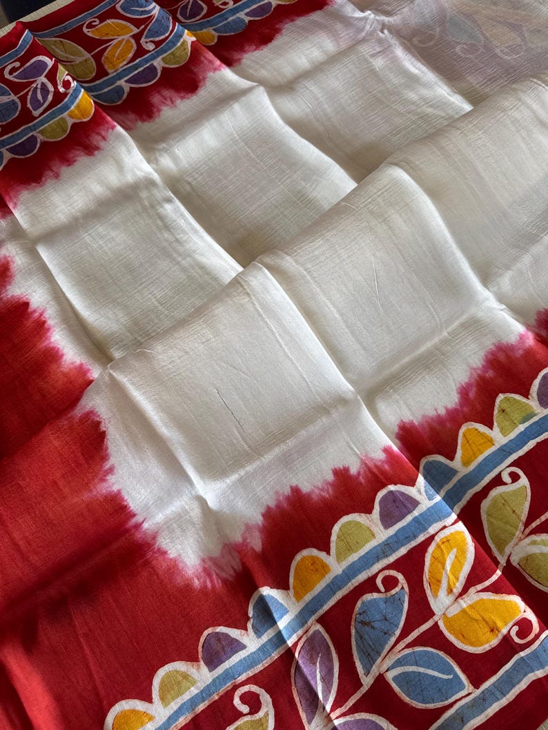 Wax Batik 3 Ply Pure Silk Saree: Handcrafted Bishnupuri Batik Sari With ...