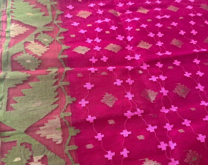 Handloom Dhakai Jamdani Saree From Bangladesh || Jamdani Half Silk ...