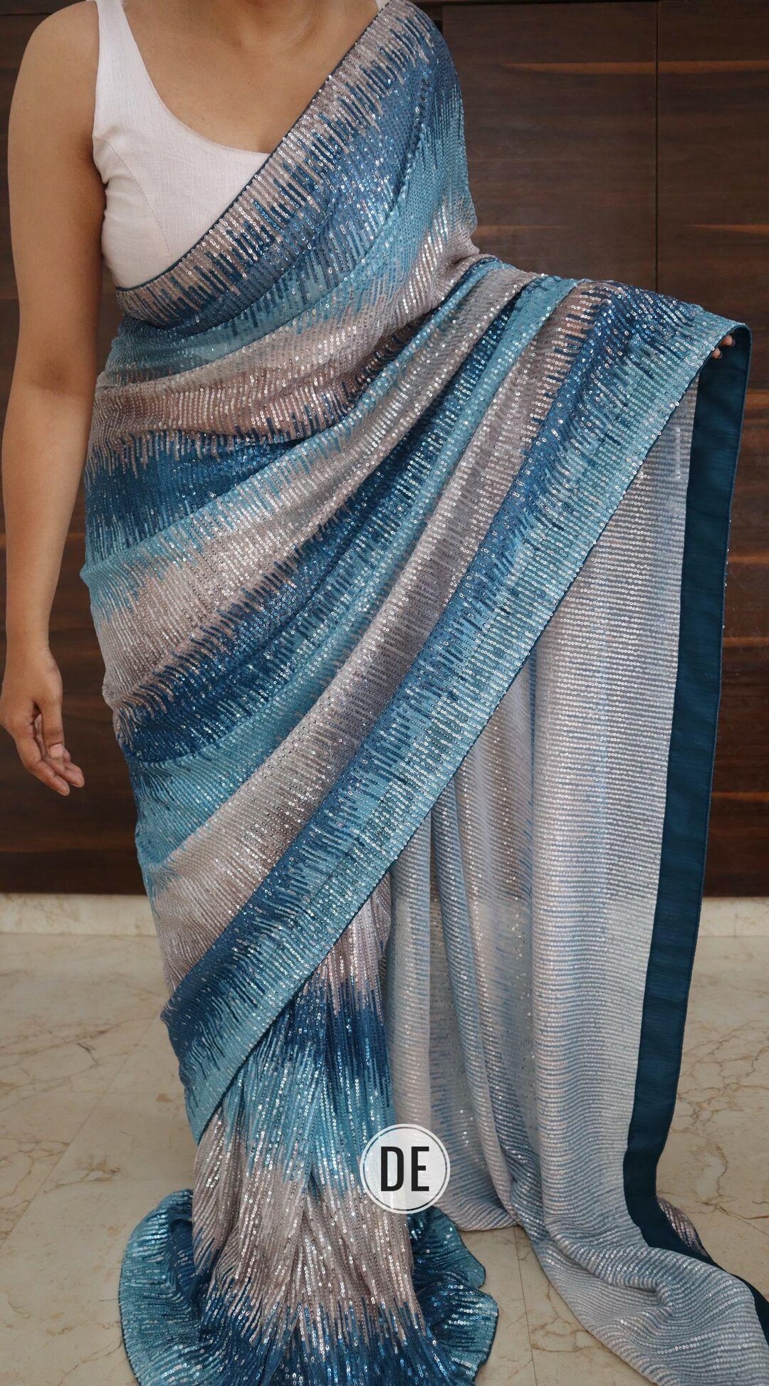 Georgette Sequins Embroidered Saree With Sequins Embroidered Borders ...