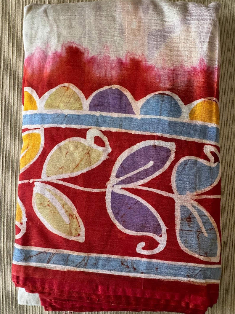 Wax Batik 3 Ply Pure Silk Saree: Handcrafted Bishnupuri Batik Sari With ...