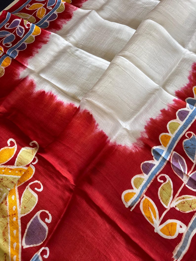 Wax Batik 3 Ply Pure Silk Saree: Handcrafted Bishnupuri Batik Sari With ...