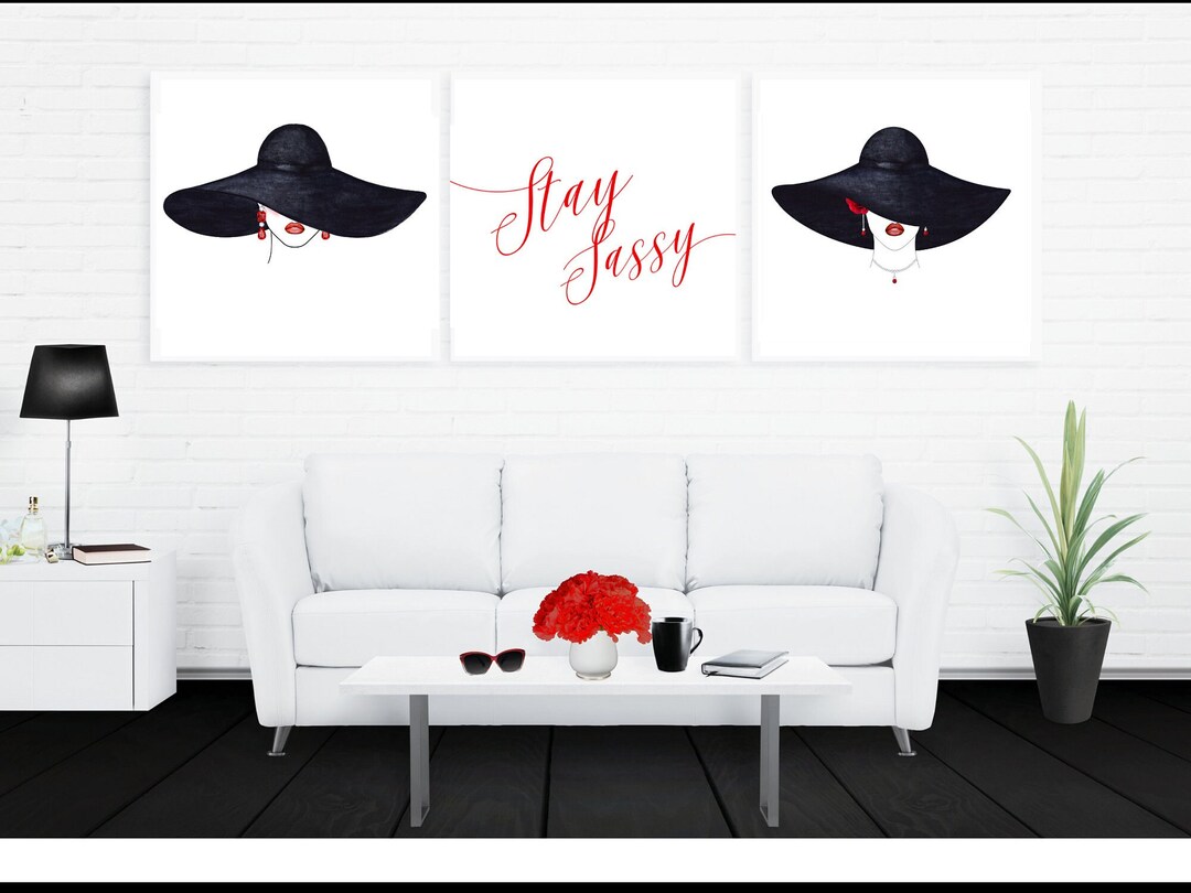 Stay Sassy Wall Decor Set JPG Files Printable Art Woman Outline Wall ...